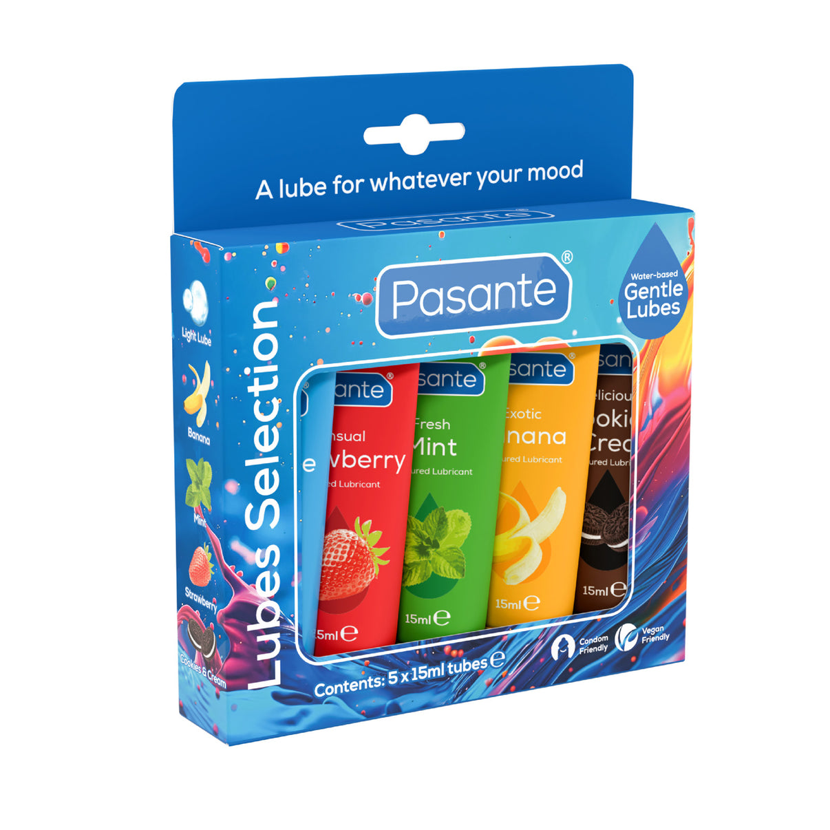 Pasante Mini Lubes Fun Pack - Mixed Flavours in 5 x 15ml Tubes ...